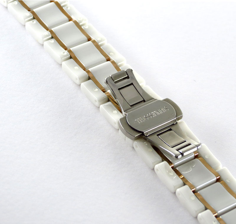 خرید و قیمت بند ساعت سرامیک سفید رزگلد مناسب برای Smart Watch 20mm آل